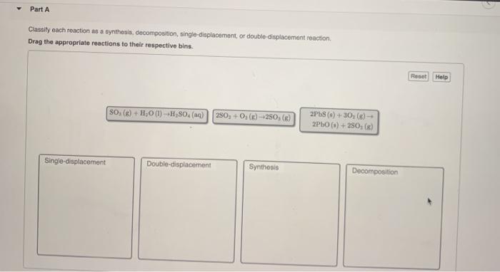 Solved Part A Classity each reaction as a synthesis, | Chegg.com