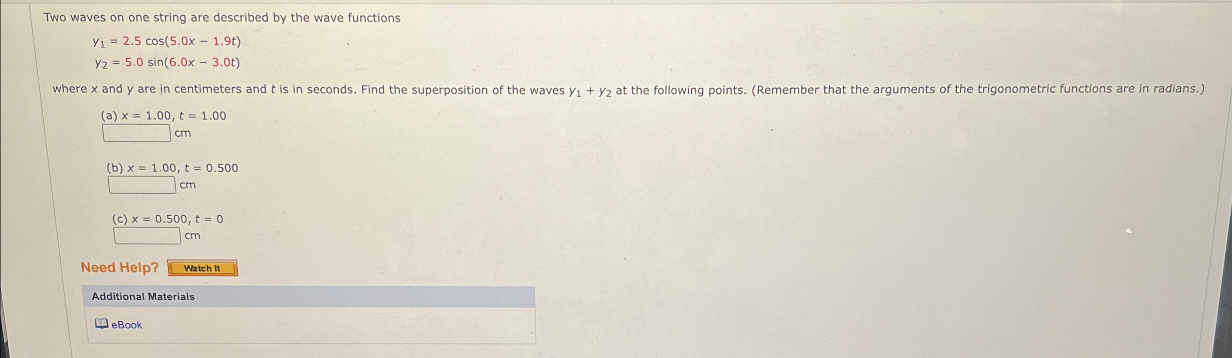 Solved Two waves on one string are described by the wave | Chegg.com
