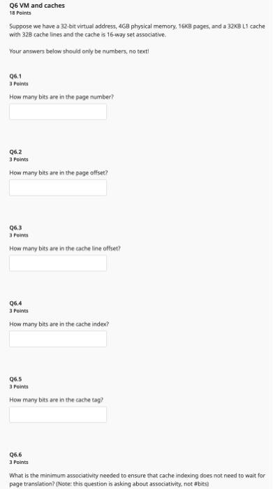 Solved Q6 VM and caches 18 Points Suppose we have a 32-bit | Chegg.com