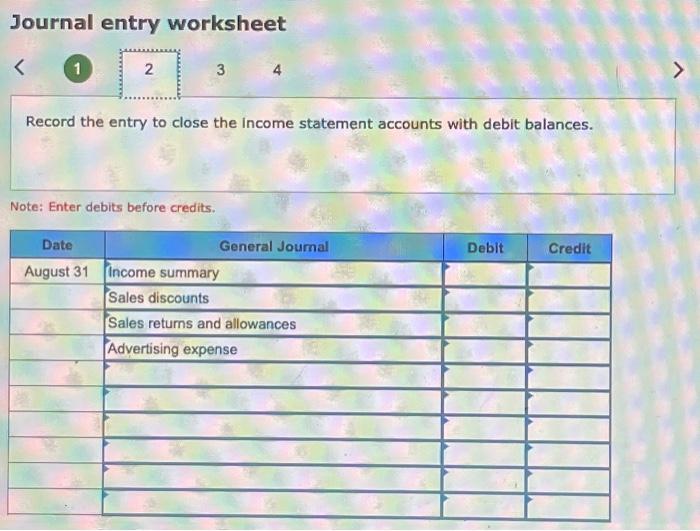 Solved Journal entry worksheet Record the entry to close the | Chegg.com