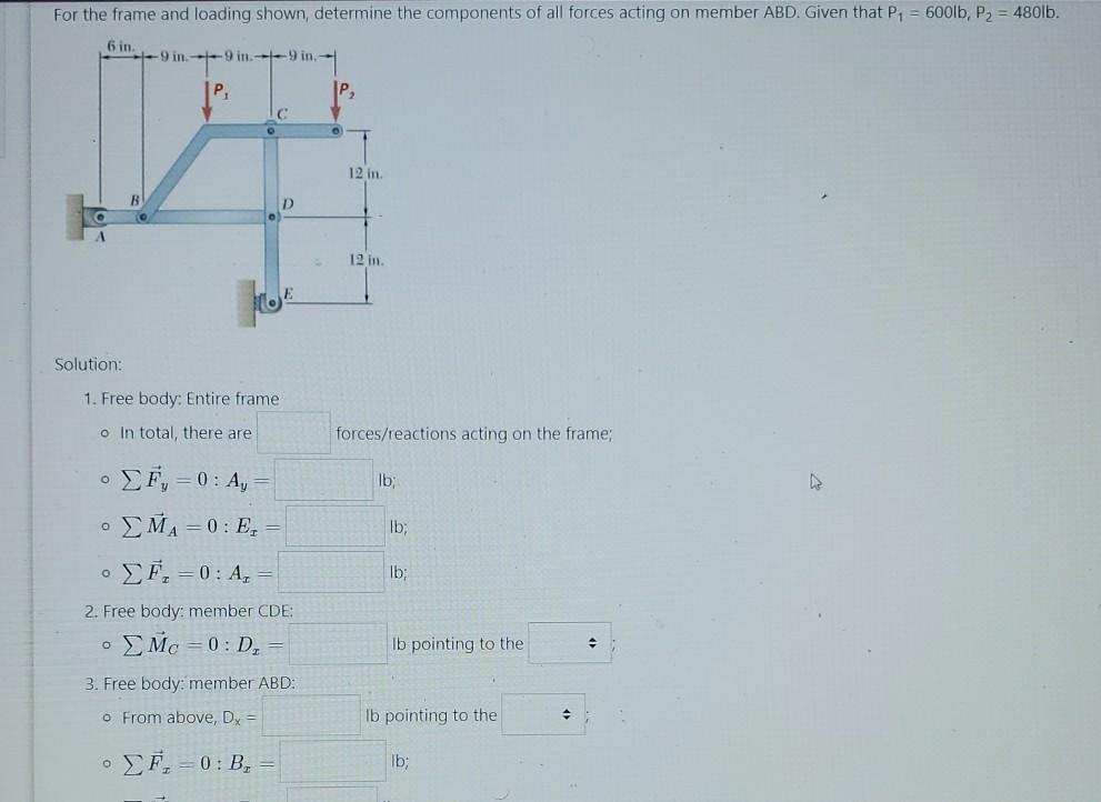 Solved For the frame and loading shown, determine the | Chegg.com