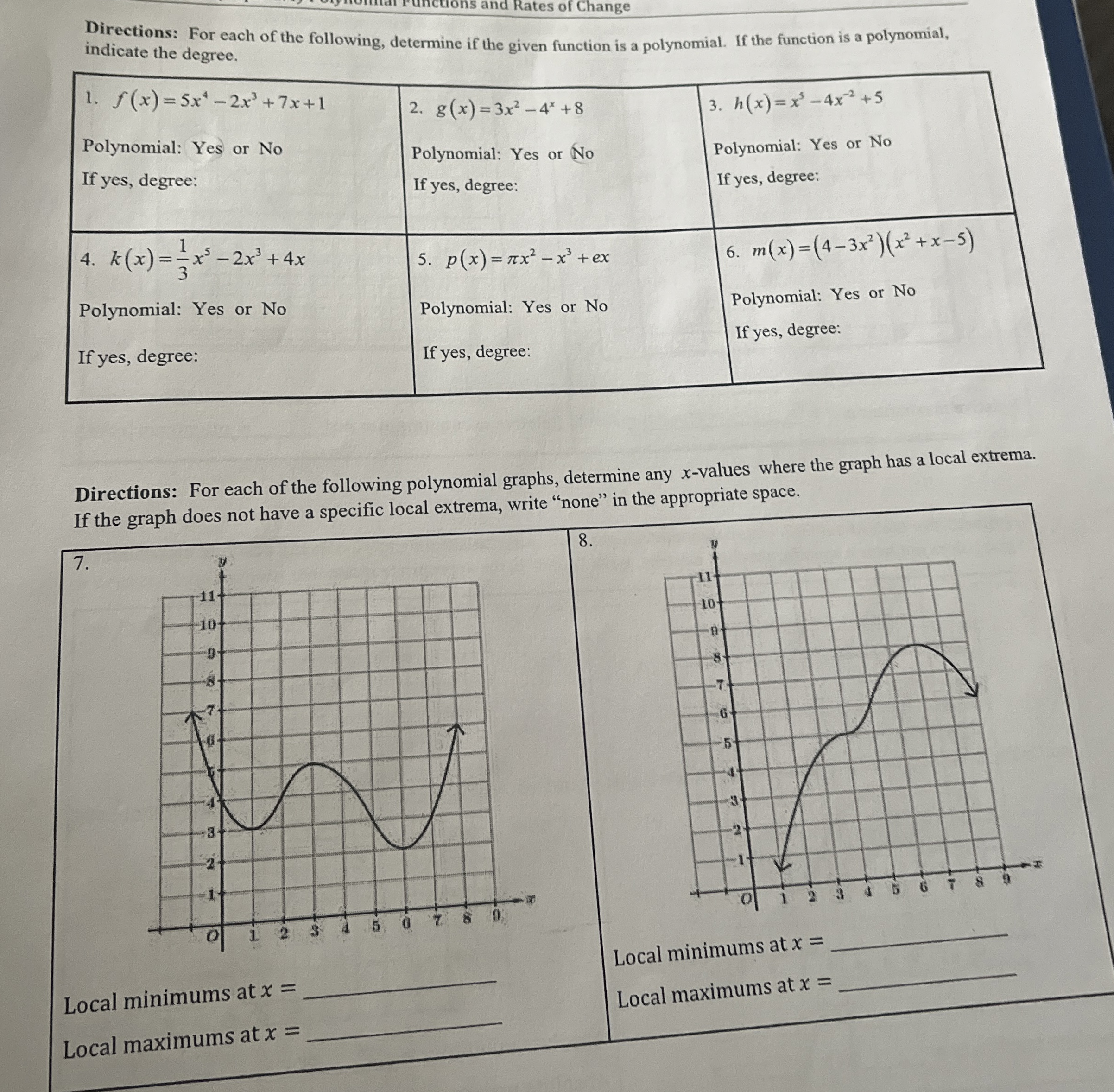 Solved Directions: For each of the following, determine if | Chegg.com