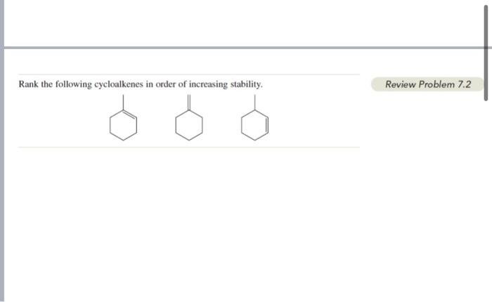 Solved Rank the following cycloalkenes in order of | Chegg.com