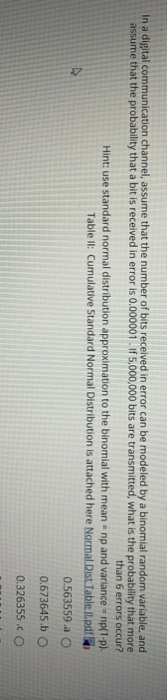 Solved In a digital communication channel, assume that the | Chegg.com