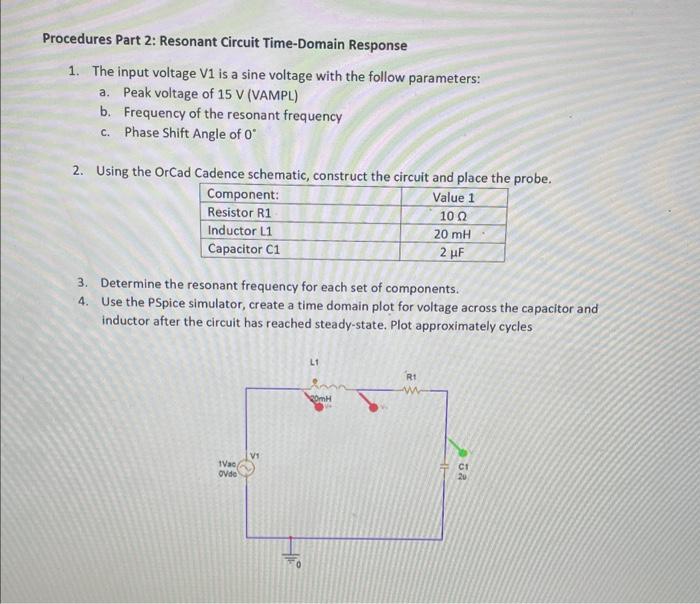 Solved Procedures Part 2: Resonant Circuit Time-Domain | Chegg.com