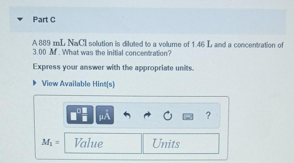 Solved Part A Given the formula MV = M2V2, where M indicates | Chegg.com