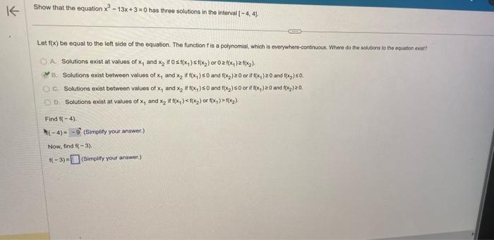 Solved Show that the equation x3−13x+3=0 has throe solutions | Chegg.com