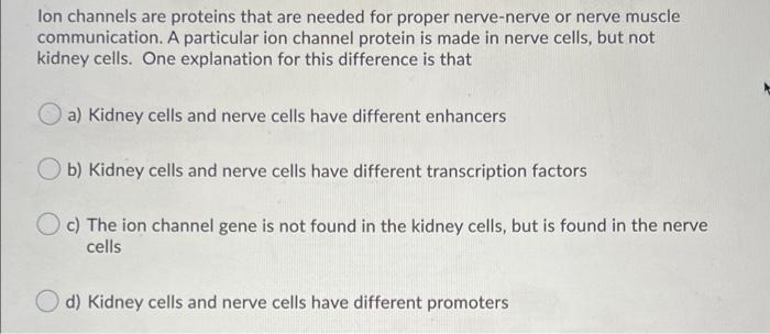 Solved lon channels are proteins that are needed for proper | Chegg.com