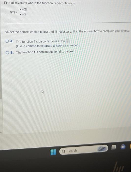 Solved Find all x-values where the function is discontinuous | Chegg.com