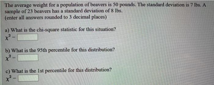 Solved The average weight for a population of beavers is 50 | Chegg.com