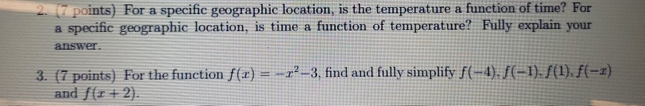 Solved 2. (7 points) For a specific geographic location, is | Chegg.com