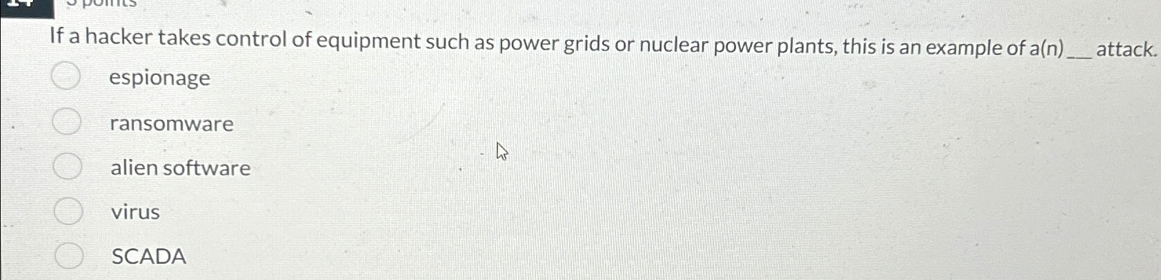 Solved If a hacker takes control of equipment such as power | Chegg.com