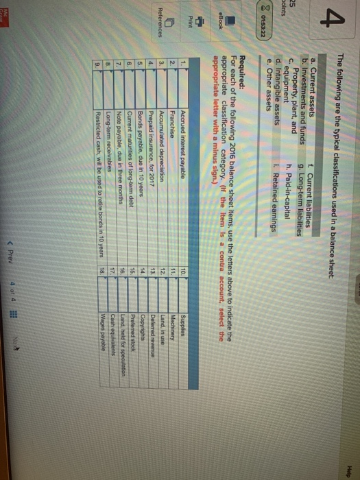 Solved Help The following are the typical classifications | Chegg.com