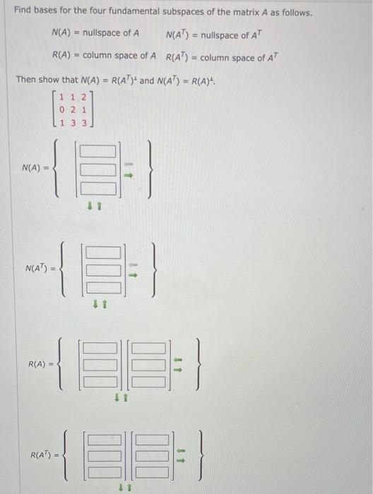 Solved Find bases for the four fundamental subspaces of the | Chegg.com