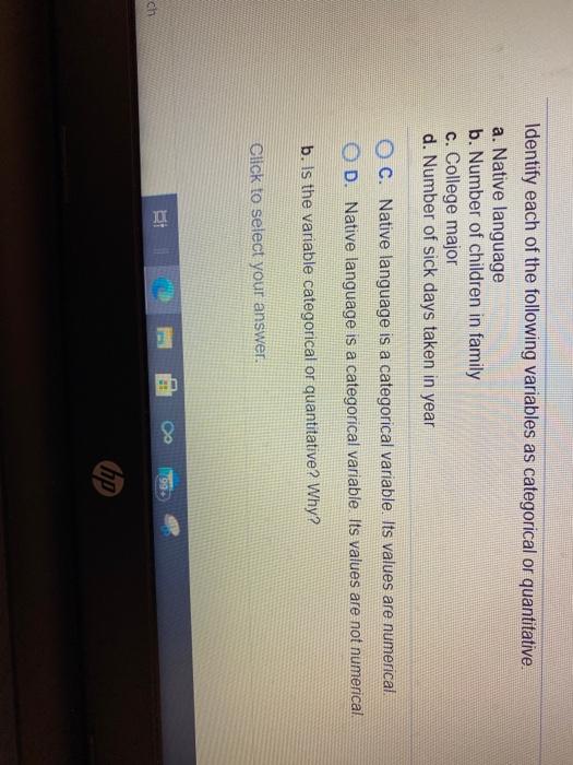 Solved Identify each of the following variables as | Chegg.com