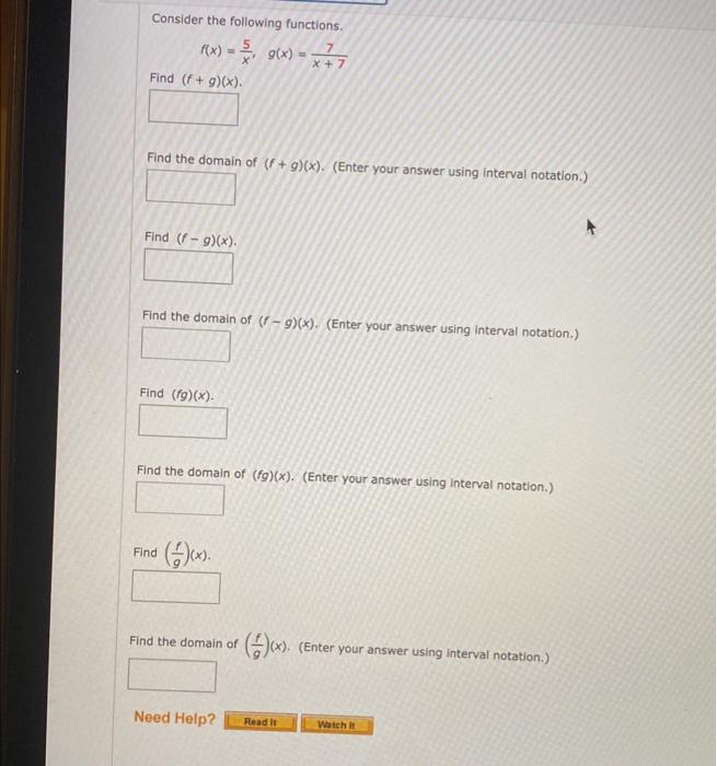 Solved Consider The Following Functions F X X5 G X X 77