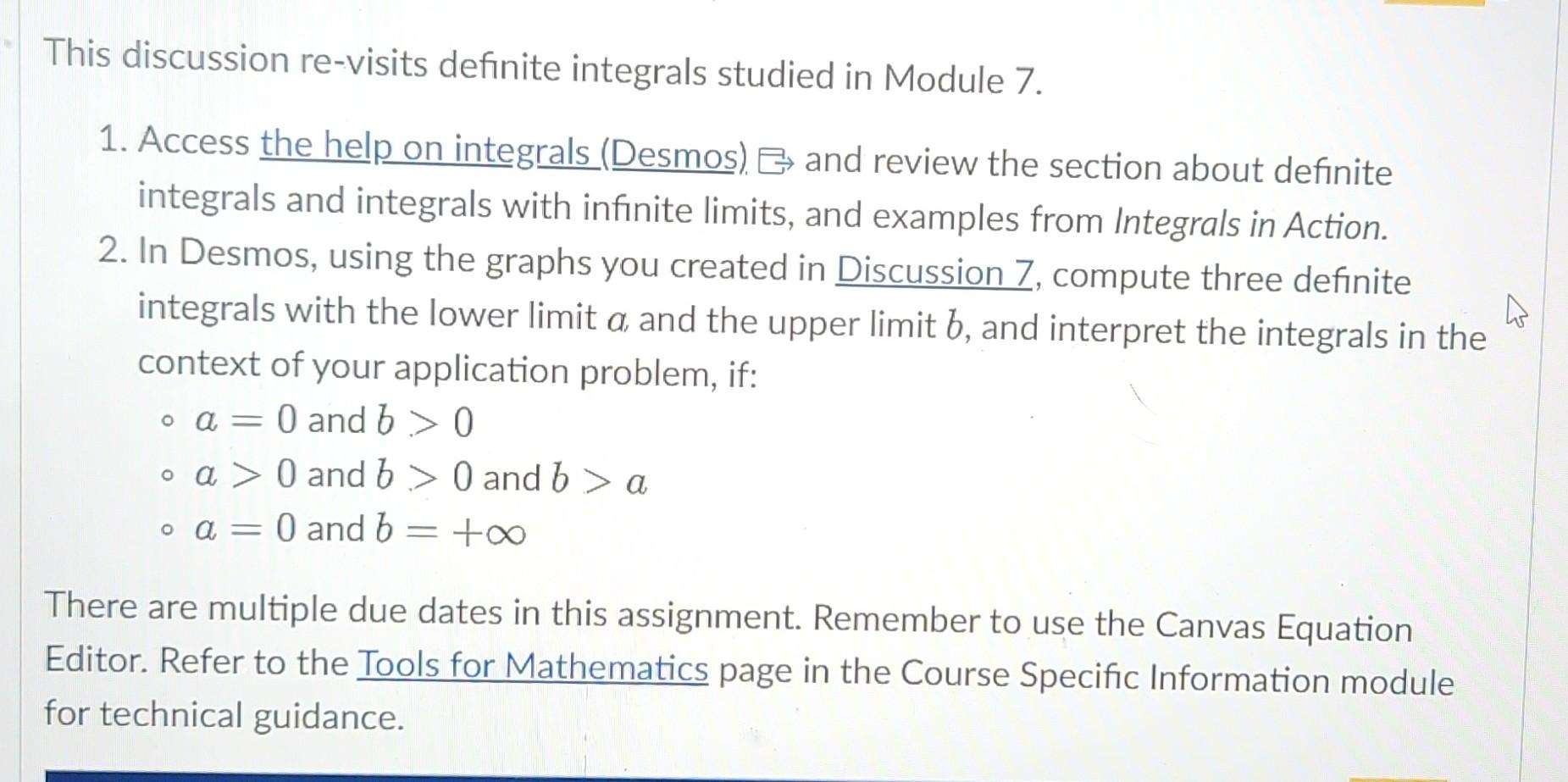 This discussion re-visits definite integrals studied | Chegg.com