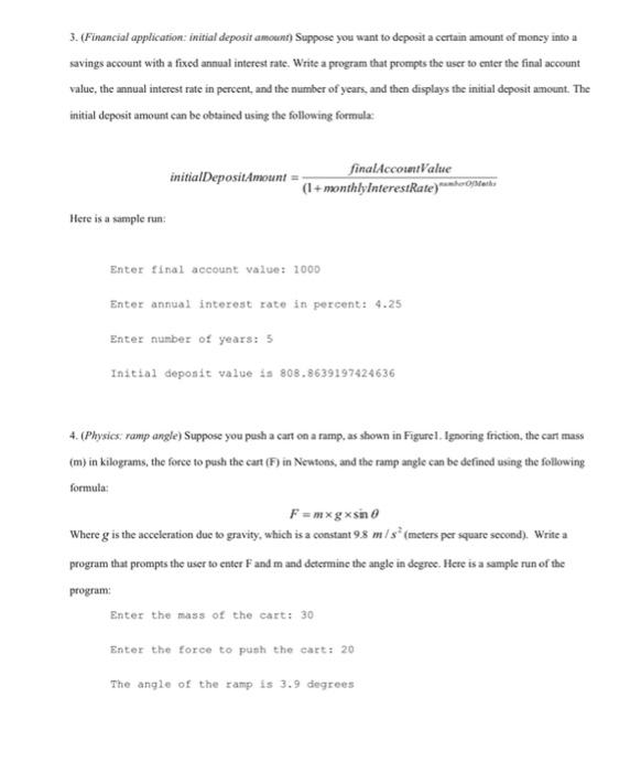 Solved 3. (Financial application: initial deposit amoxnn) | Chegg.com