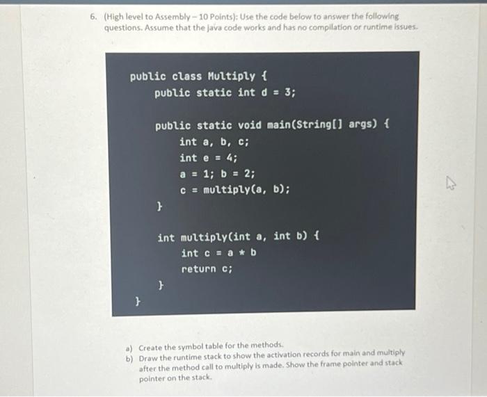 Solved 6. (High level to Assembly-10 Points): Use the code | Chegg.com