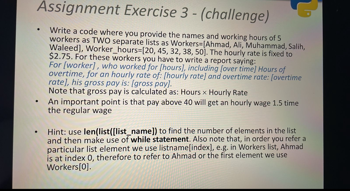 Solved Assignment Exercise 3 - (challenge)Write a code where | Chegg.com