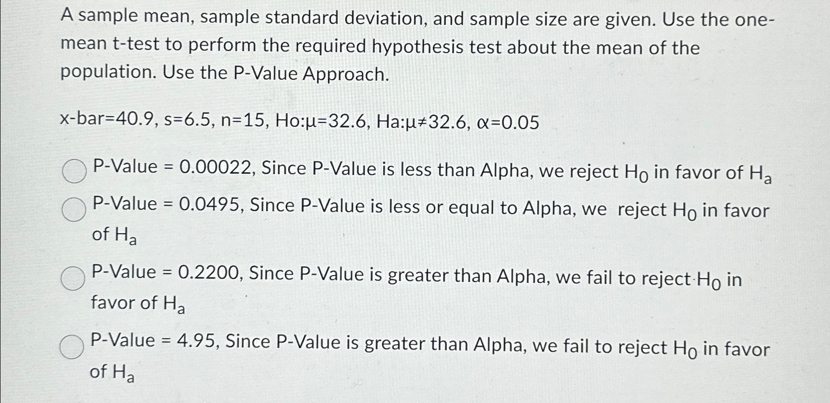 Solved A sample mean, sample standard deviation, and sample | Chegg.com