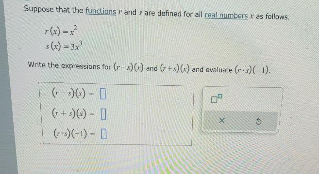 Solved Suppose that the functions r ﻿and s ﻿are defined for | Chegg.com