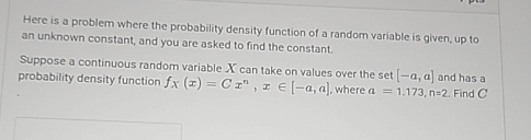 Solved Here is a problem where the probability density | Chegg.com