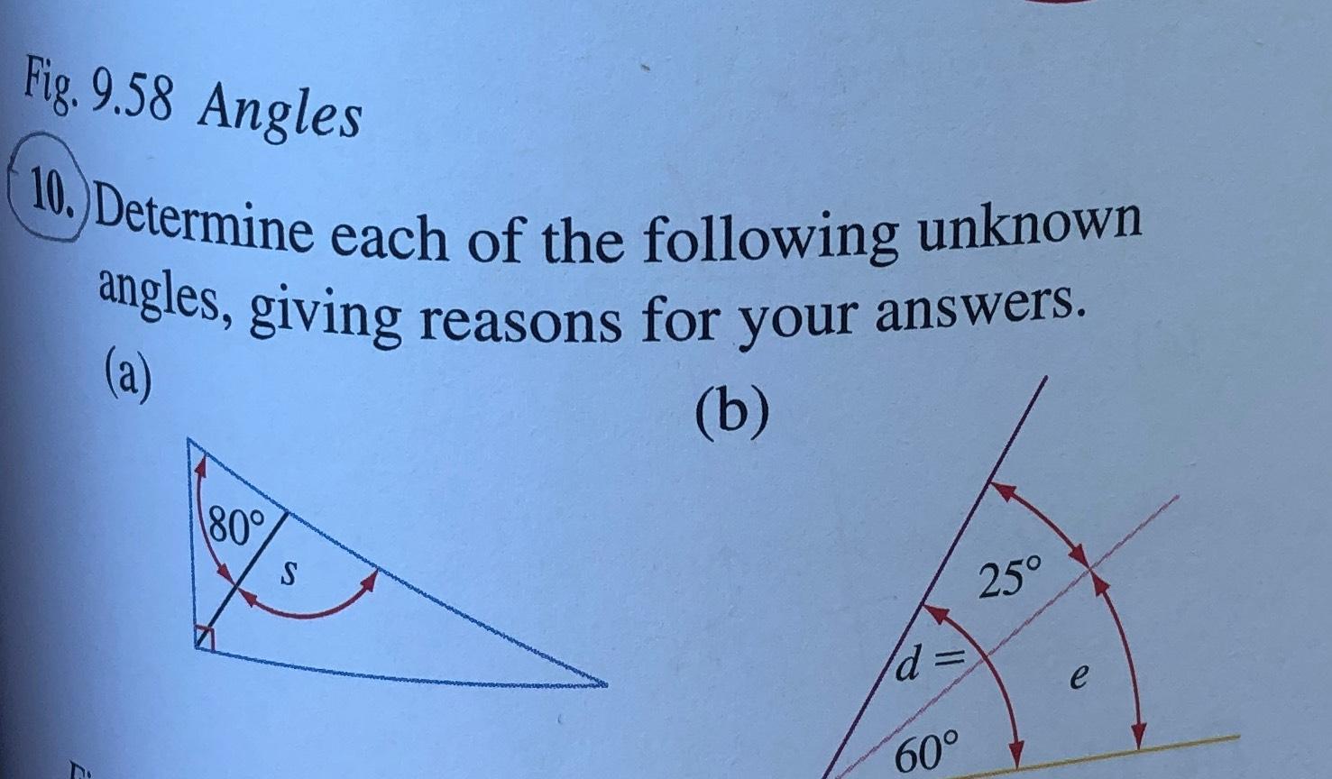 Solved Fig. 9.58 ﻿Angles10. ﻿Determine each of the following | Chegg.com