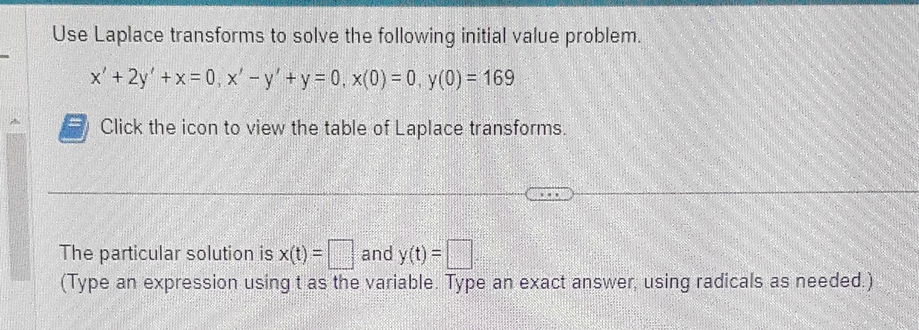 Solved Use Laplace transforms to solve the following initial | Chegg.com