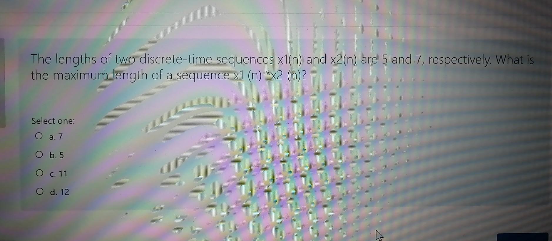 Solved The lengths of two discrete-time sequences x1(n) and | Chegg.com
