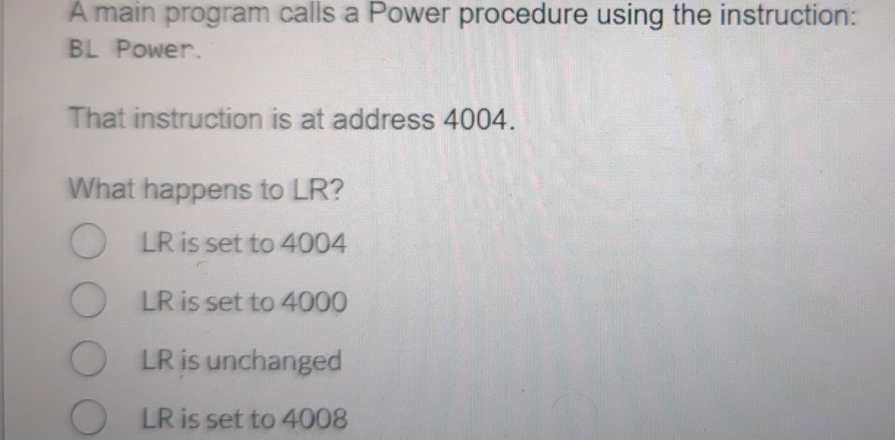 Solved A main program calls a Power procedure using the | Chegg.com