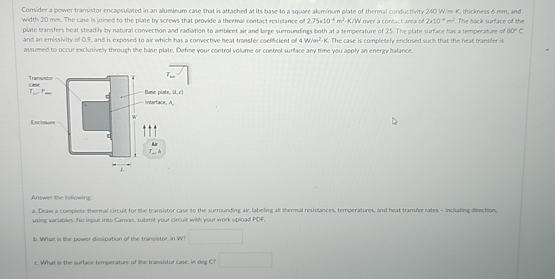 Solved Consider a power transistor encapsulated in an | Chegg.com