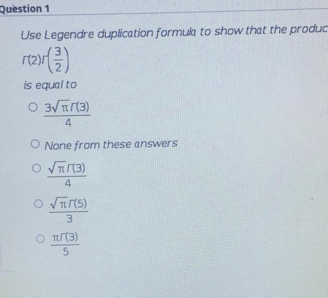 Solved Question 1 Use Legendre duplication formula to show | Chegg.com