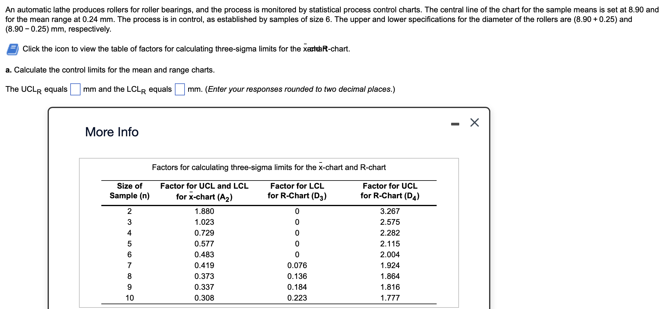 Solved An automatic lathe produces rollers for roller | Chegg.com