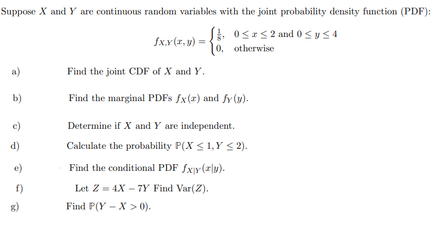 Suppose x ﻿and Y ﻿are continuous random variables | Chegg.com