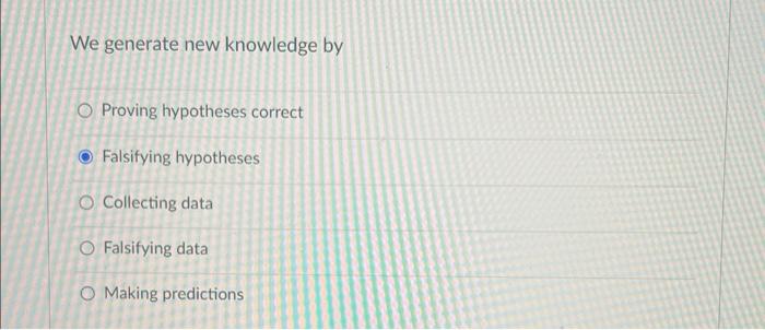 Solved We generate new knowledge by Proving hypotheses | Chegg.com