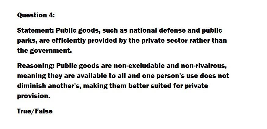 Solved Statement: Public goods, such as national defense and | Chegg.com