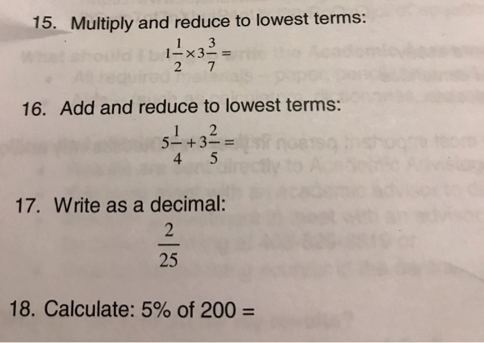 Solved 15. Multiply and reduce to lowest terms: 16. Add and | Chegg.com