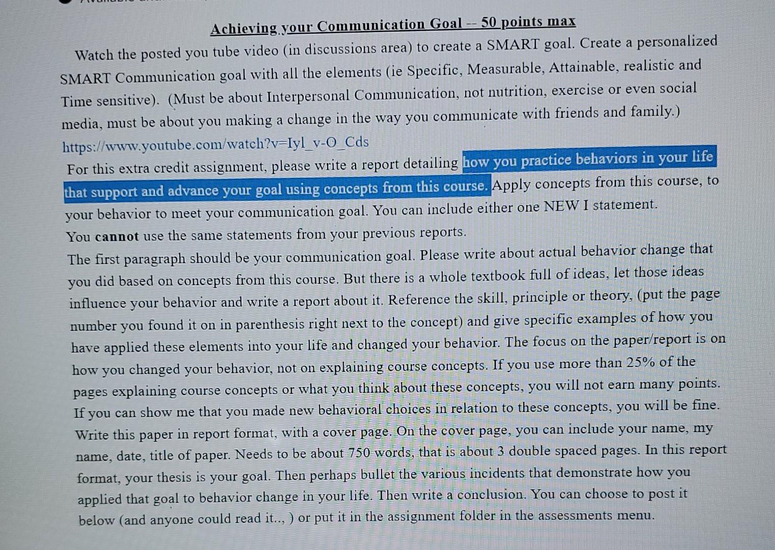 Achieving your Communication Goal-50points max Watch | Chegg.com
