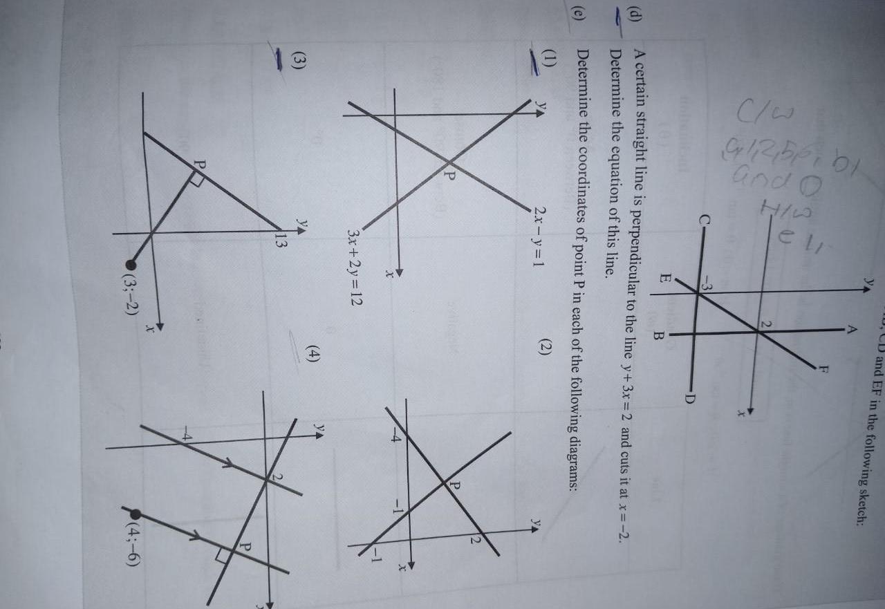 Solved d. A certain straight line is perpendicular to the | Chegg.com