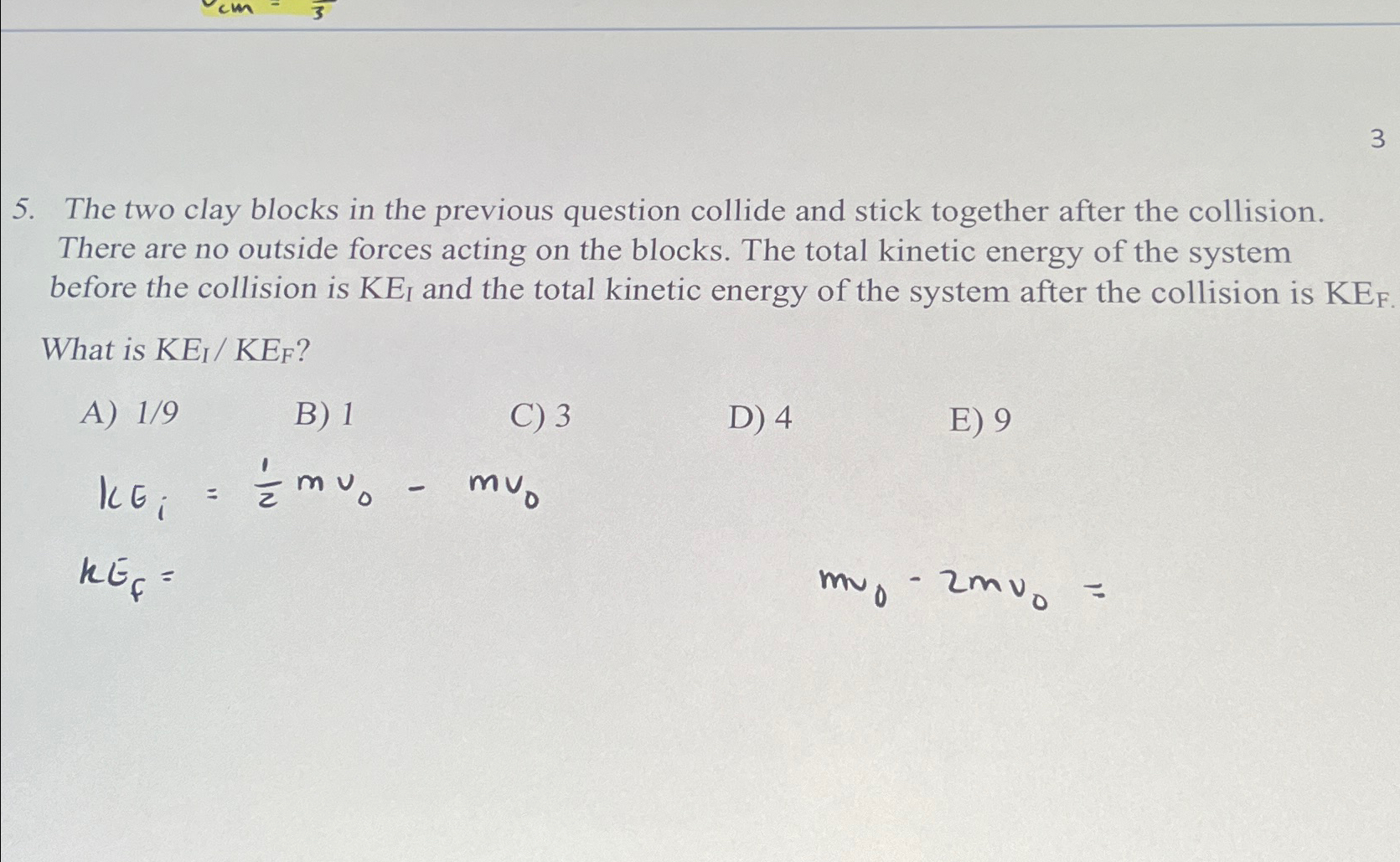 The two clay blocks in the previous question collide | Chegg.com