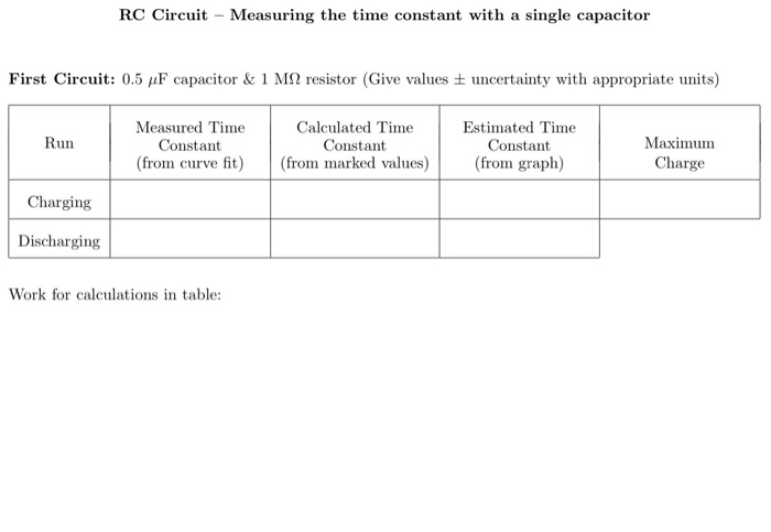 Solved RC Circuit - Measuring the time constant with a | Chegg.com