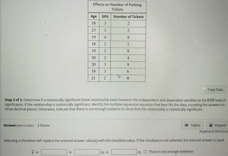 Solved The following data was collected to explore how a | Chegg.com