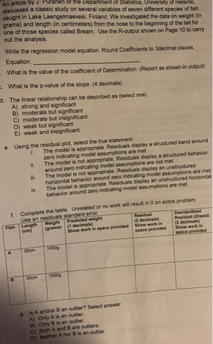 Solved An article by 3 . Puranen or the vepartment of | Chegg.com