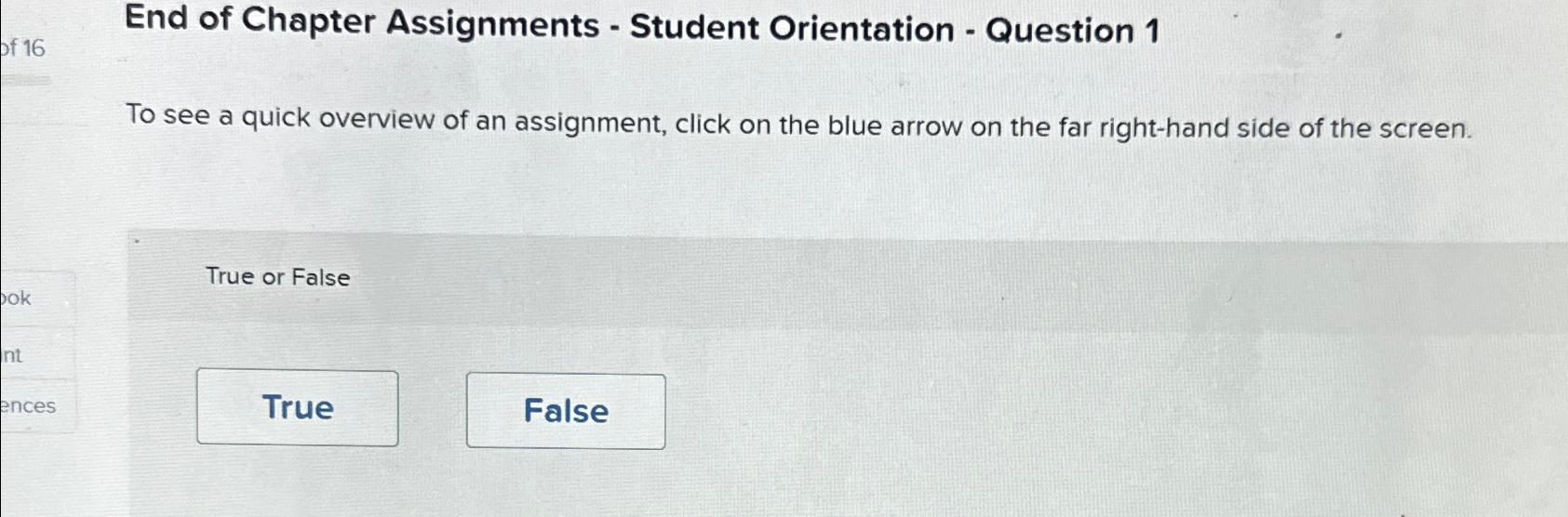 Solved End of Chapter Assignments - ﻿Student Orientation - | Chegg.com