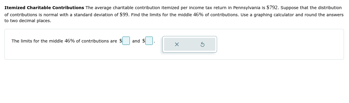 Solved Itemized Charitable Contributions The average | Chegg.com