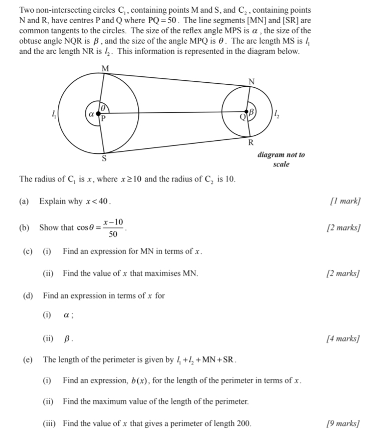 Solved Two non-intersecting circles C1, ﻿containing points M | Chegg.com