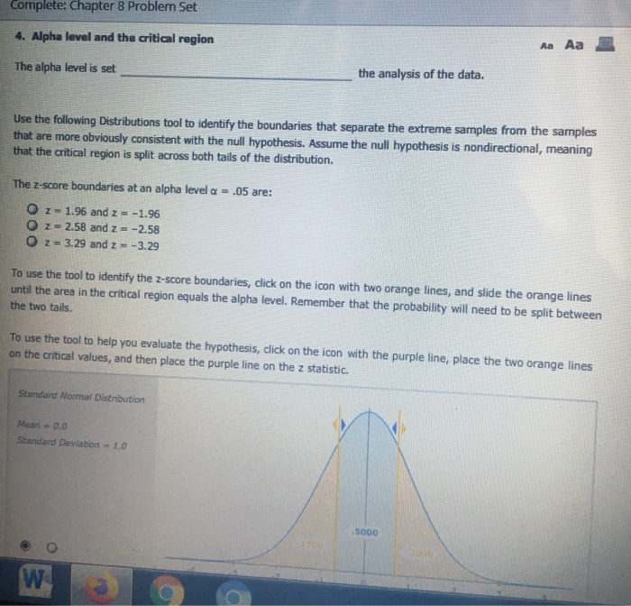 Solved Complete: Chapter 8 Problem Set 4. Alpha level and | Chegg.com
