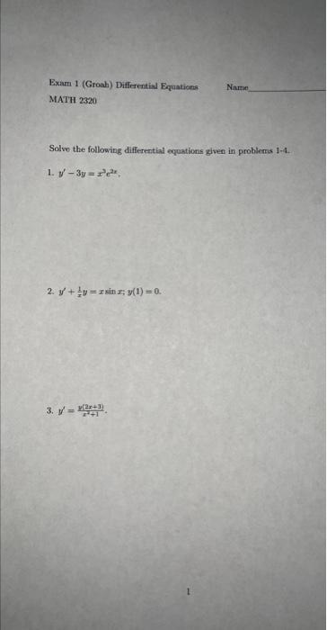 Solved Solve the following differential equations given in | Chegg.com
