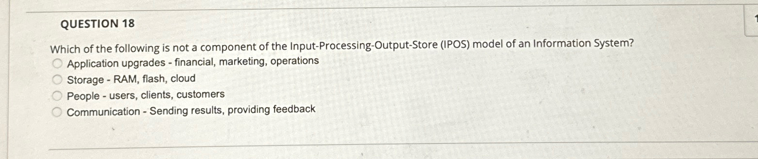 Solved QUESTION 18Which of the following is not a component | Chegg.com